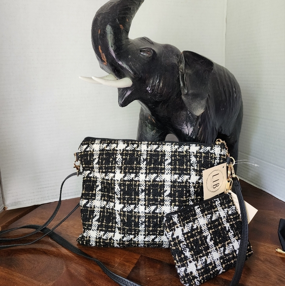 L.I.B | Bags | Tweed Nwt Clutchcrossbody Bag Wmatching Coin Purse ...